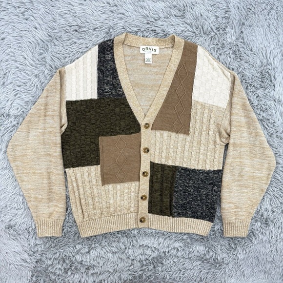 Orvis | Sweaters | Orvis Cardigan Mens L Vtg Hong Kong Made Patchwork ...